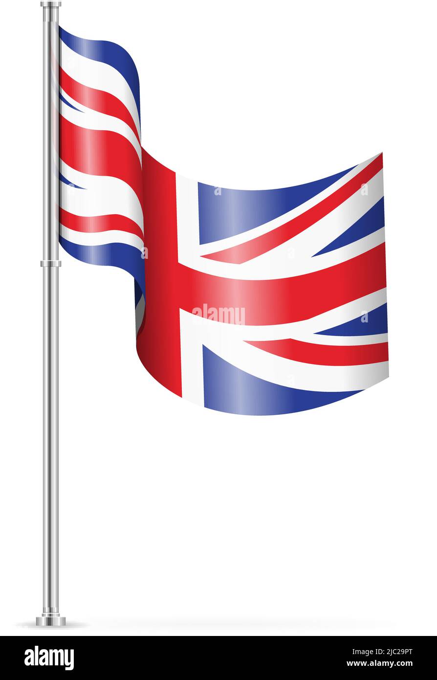 Wavy flag of UK on a white background. Vector illustration Stock Vector ...