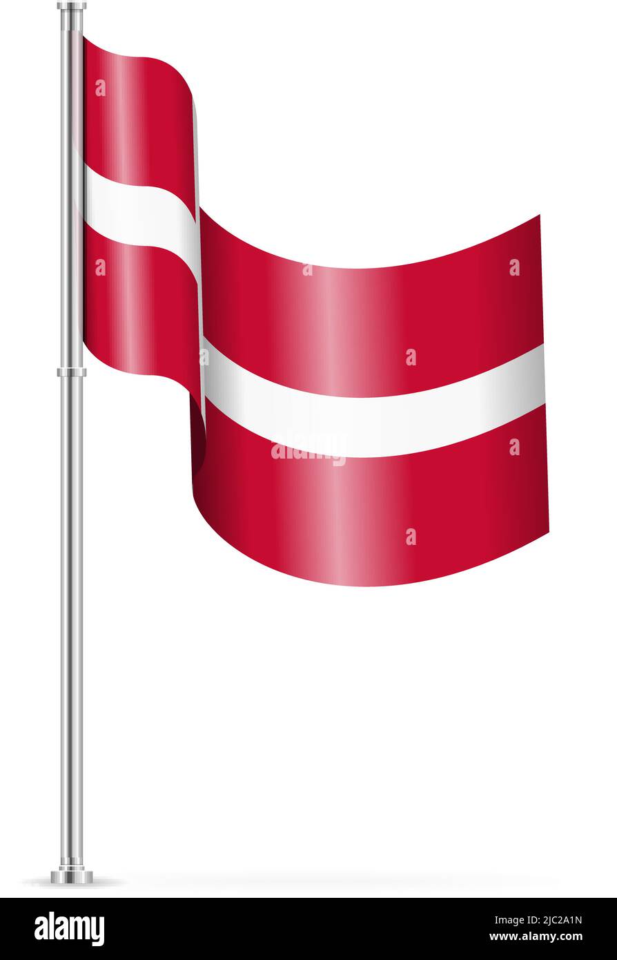 Wavy flag of Denmark on a white background. Vector illustration Stock ...