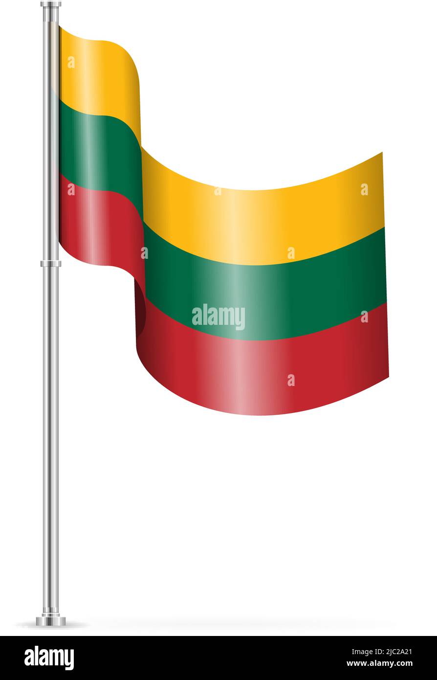 Wavy flag of Lithuania on a white background. Vector illustration Stock ...