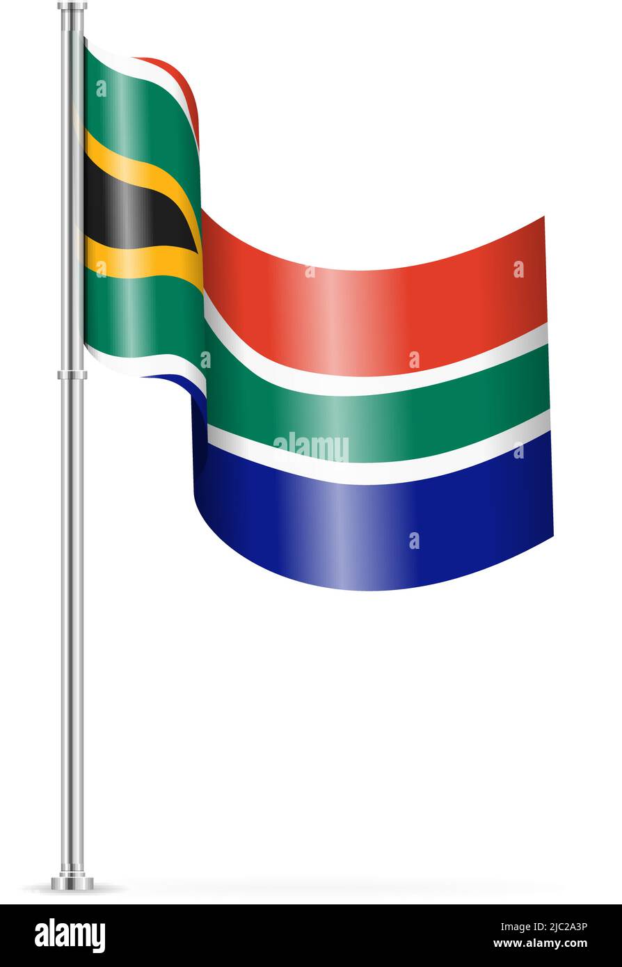 Wavy flag of South Africa on a white background. Vector illustration Stock Vector Image & Art ...