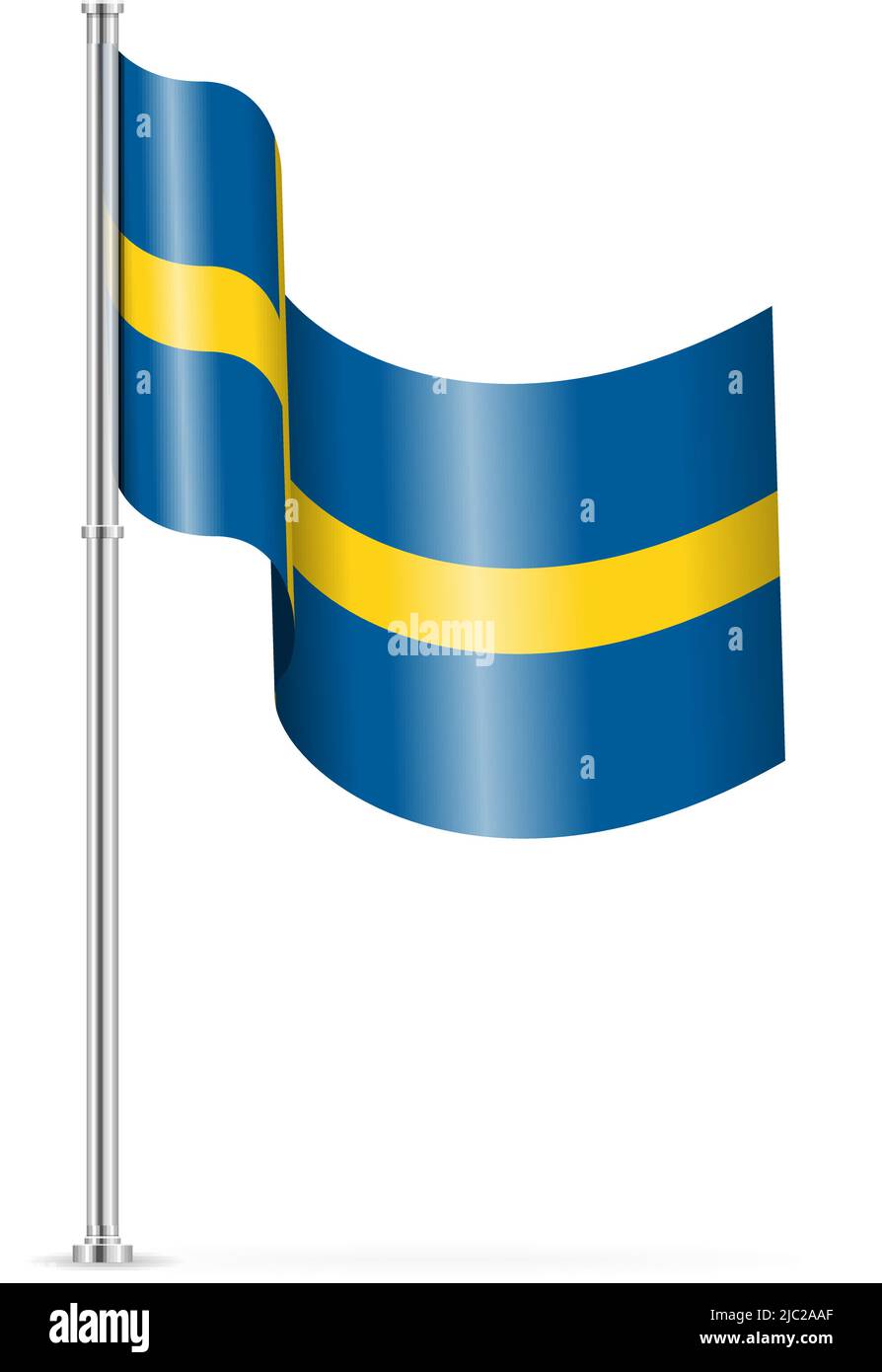 Wavy flag of Sweden on a white background. Vector illustration Stock ...