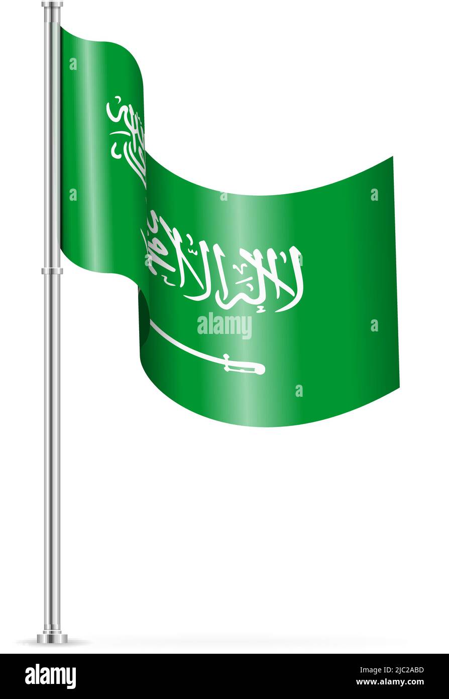 Wavy flag of Saudi Arabia on a white background. Vector illustration ...