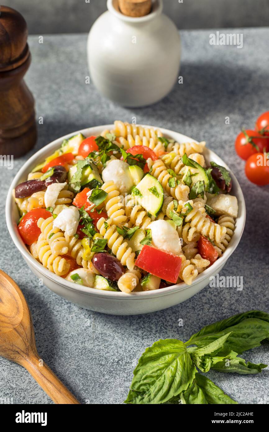 Homemade Summer Fusilli Pasta Salad with Cheese and Vegetables Stock ...