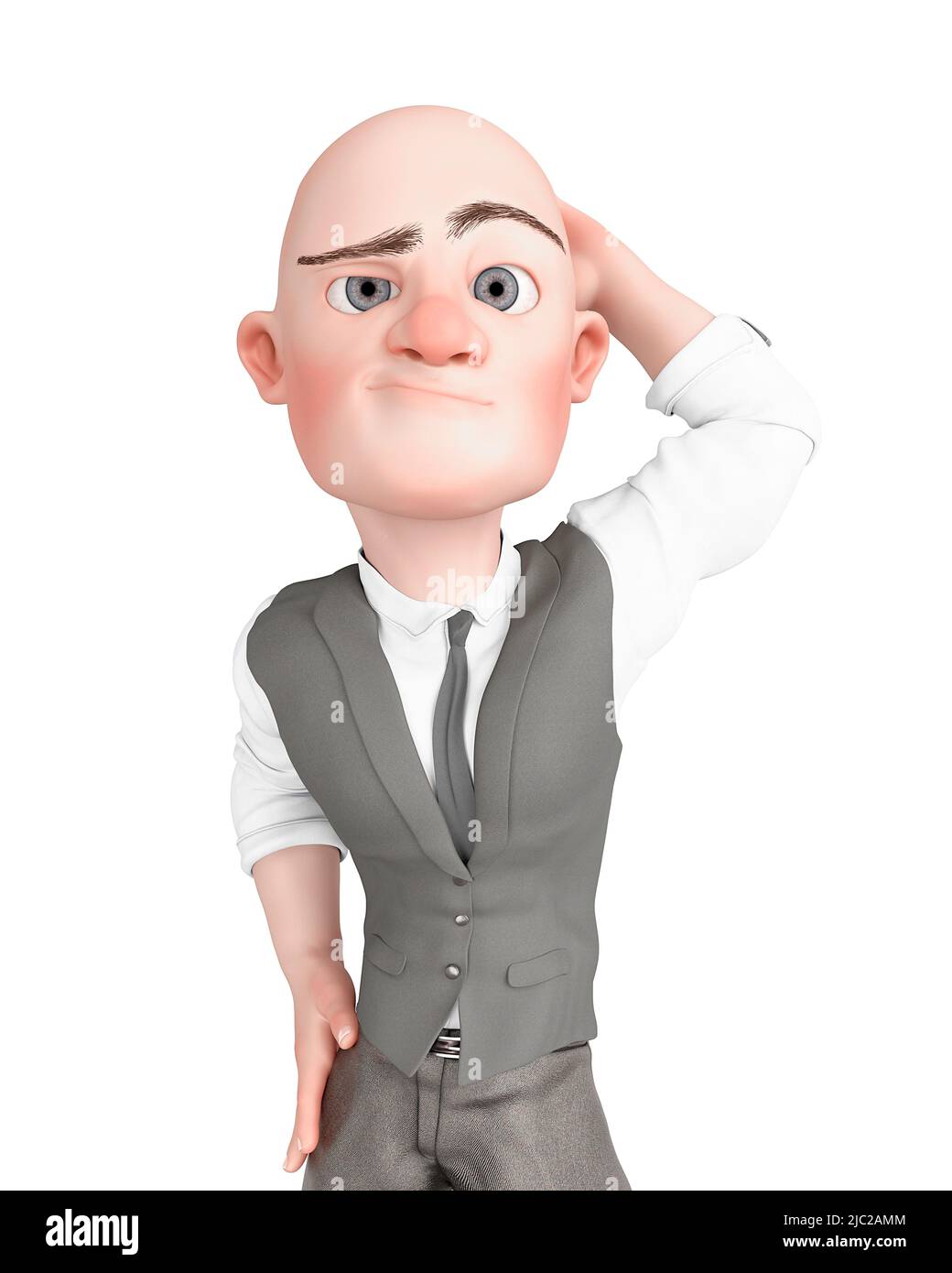 bald businessman cartoon looking good and feeling like a top model, 3d ...