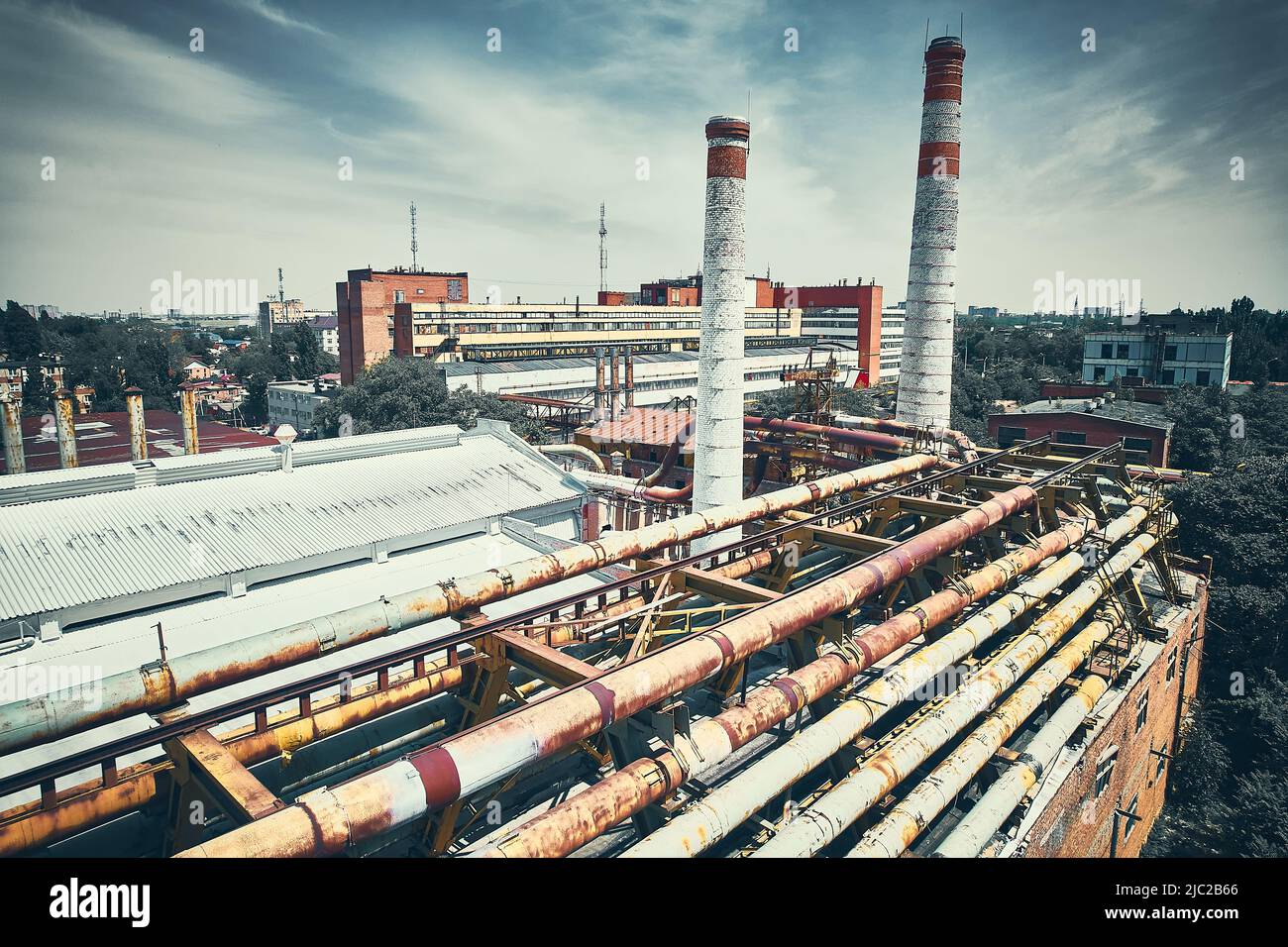 Aerial view of obsolete factory Stock Photo - Alamy