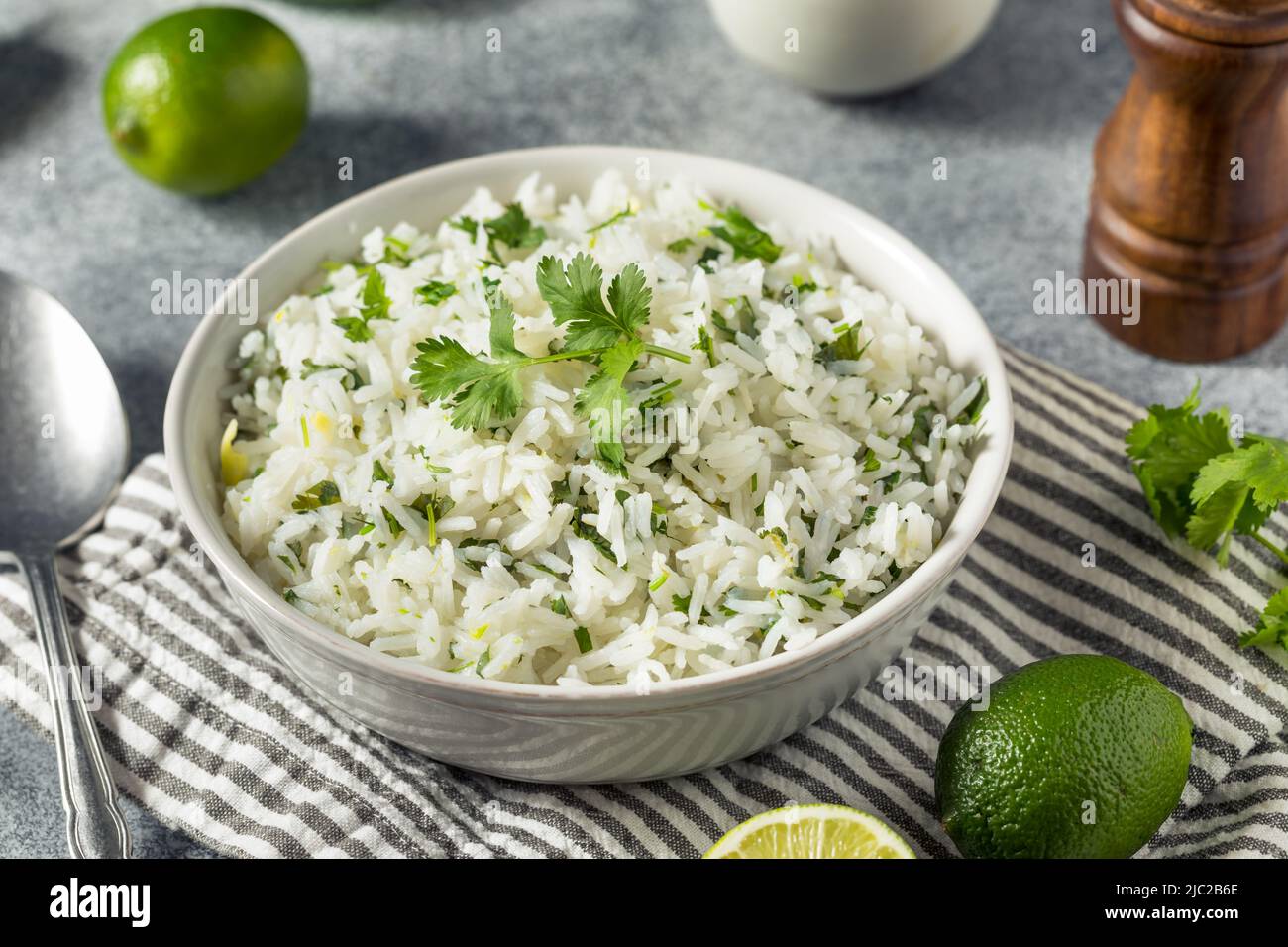 Homemade Mexican Cilantro Lime Rice in a Bowl Stock Photo - Alamy
