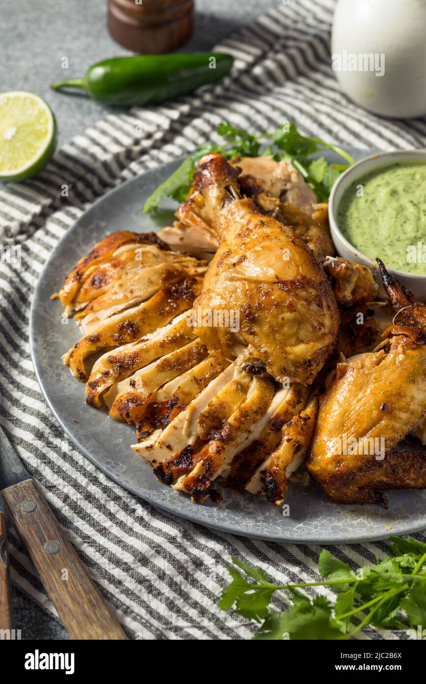 Homemade Peruvian Lime Chicken with Aji Verde Sauce and Rice Stock ...