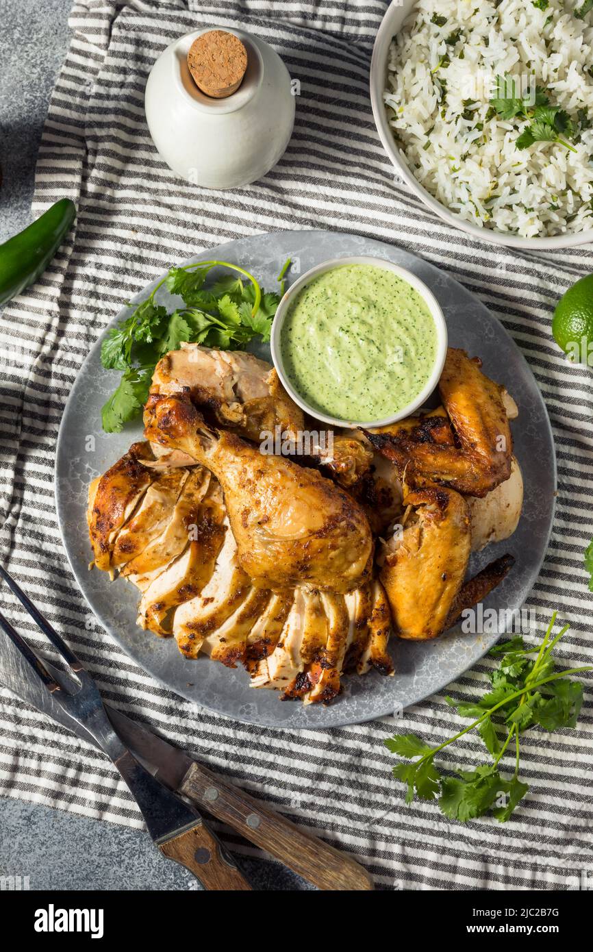 Homemade Peruvian Lime Chicken with Aji Verde Sauce and Rice Stock ...