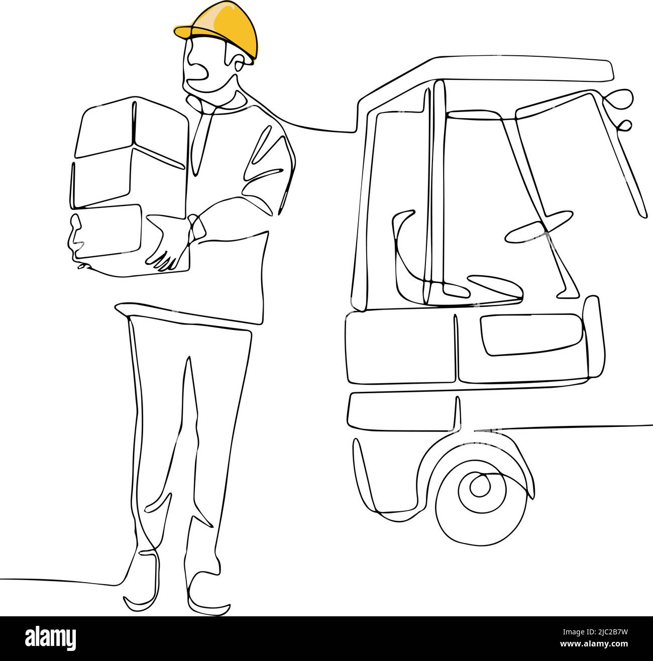 Continuous one line drawing ofengineer wearing uniform and safety ...
