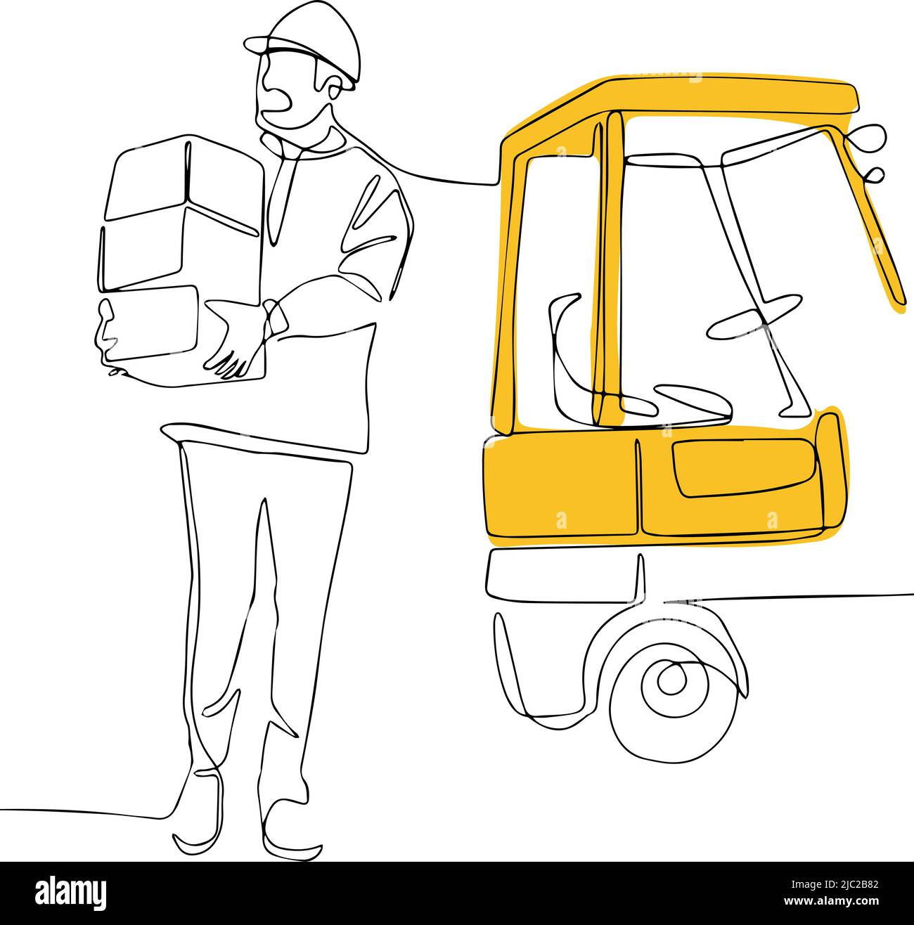 Continuous one line drawing ofengineer wearing uniform and safety ...