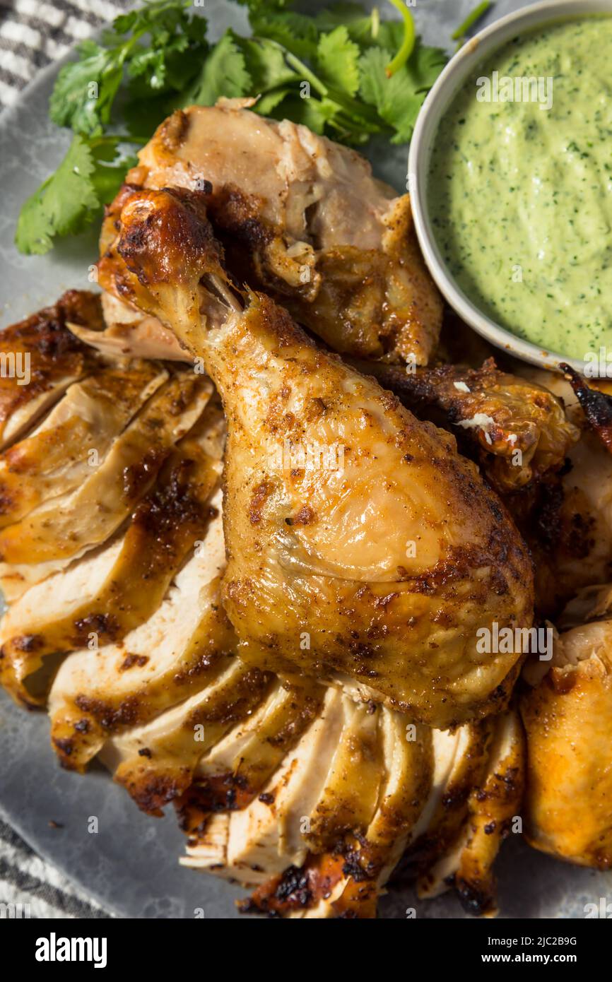 Homemade Peruvian Lime Chicken with Aji Verde Sauce and Rice Stock ...