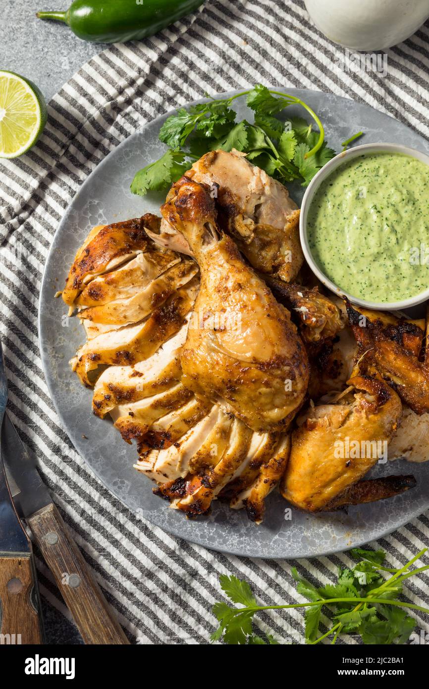 Homemade Peruvian Lime Chicken with Aji Verde Sauce and Rice Stock ...