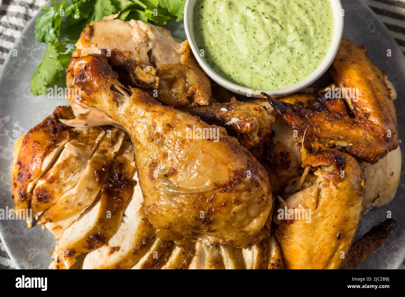 Homemade Peruvian Lime Chicken with Aji Verde Sauce and Rice Stock ...