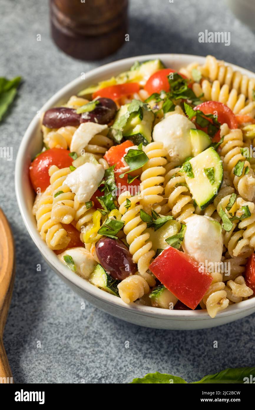 Homemade Summer Fusilli Pasta Salad with Cheese and Vegetables Stock ...