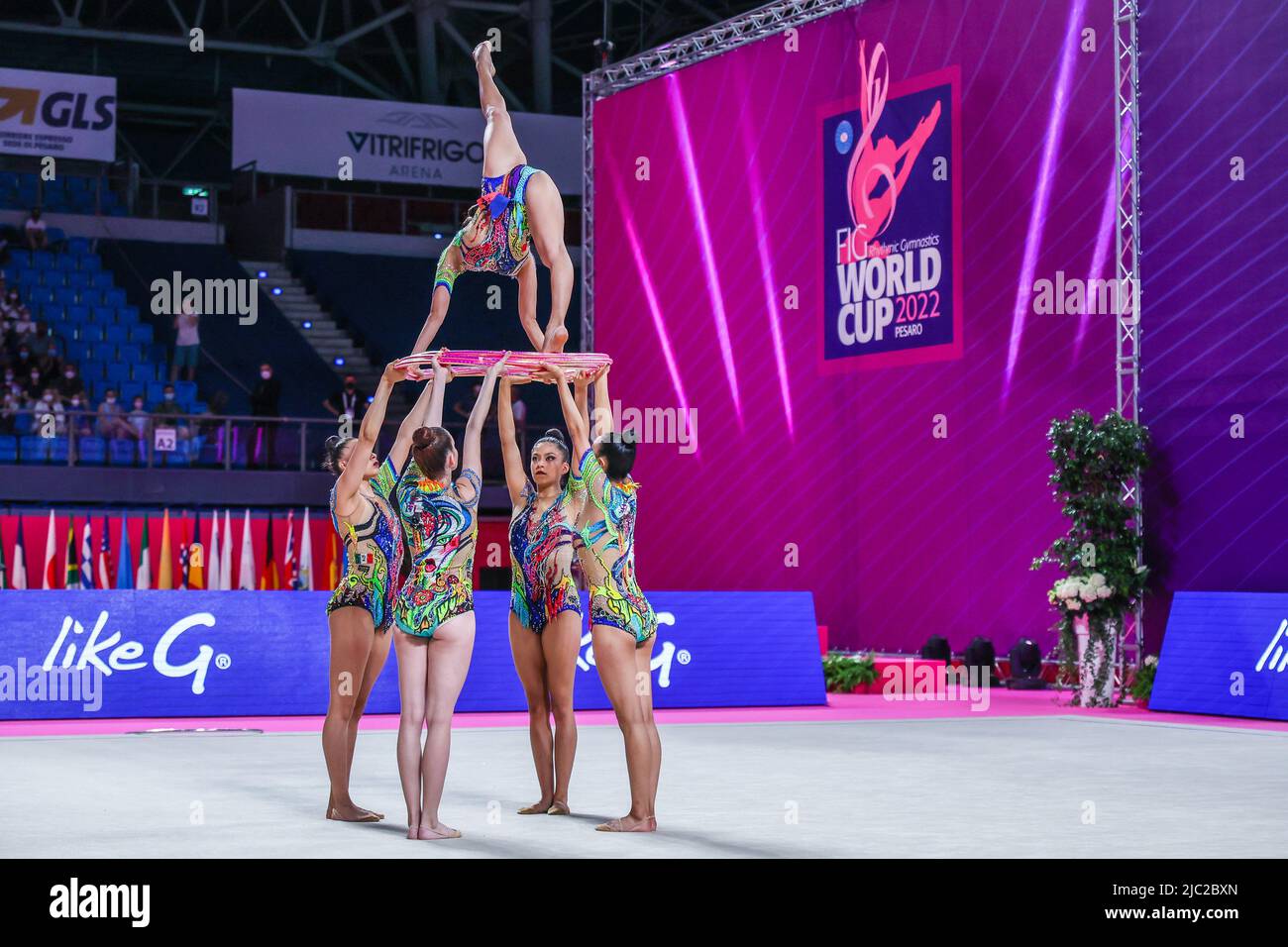 Pesaro, Italy. 05th June, 2022. Mexico group team during the Rhythmic ...