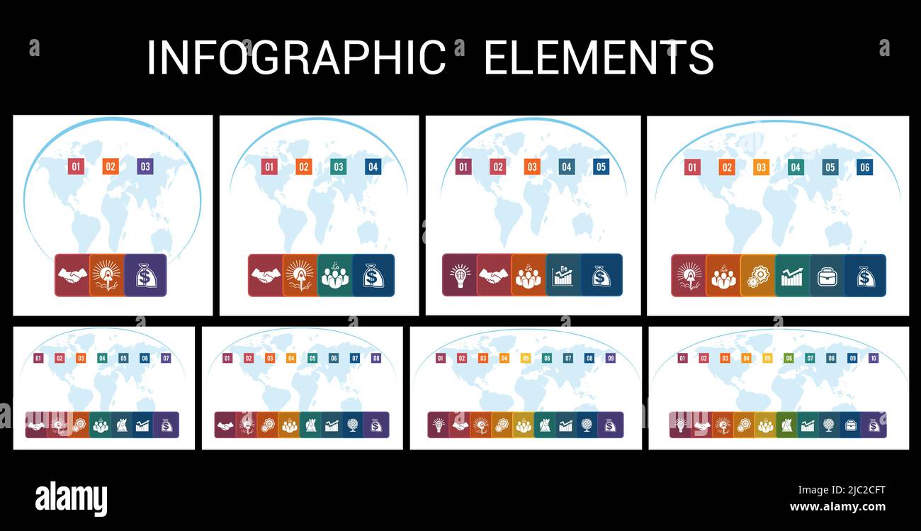Charts infographic template step by step Colour squares with columns ...