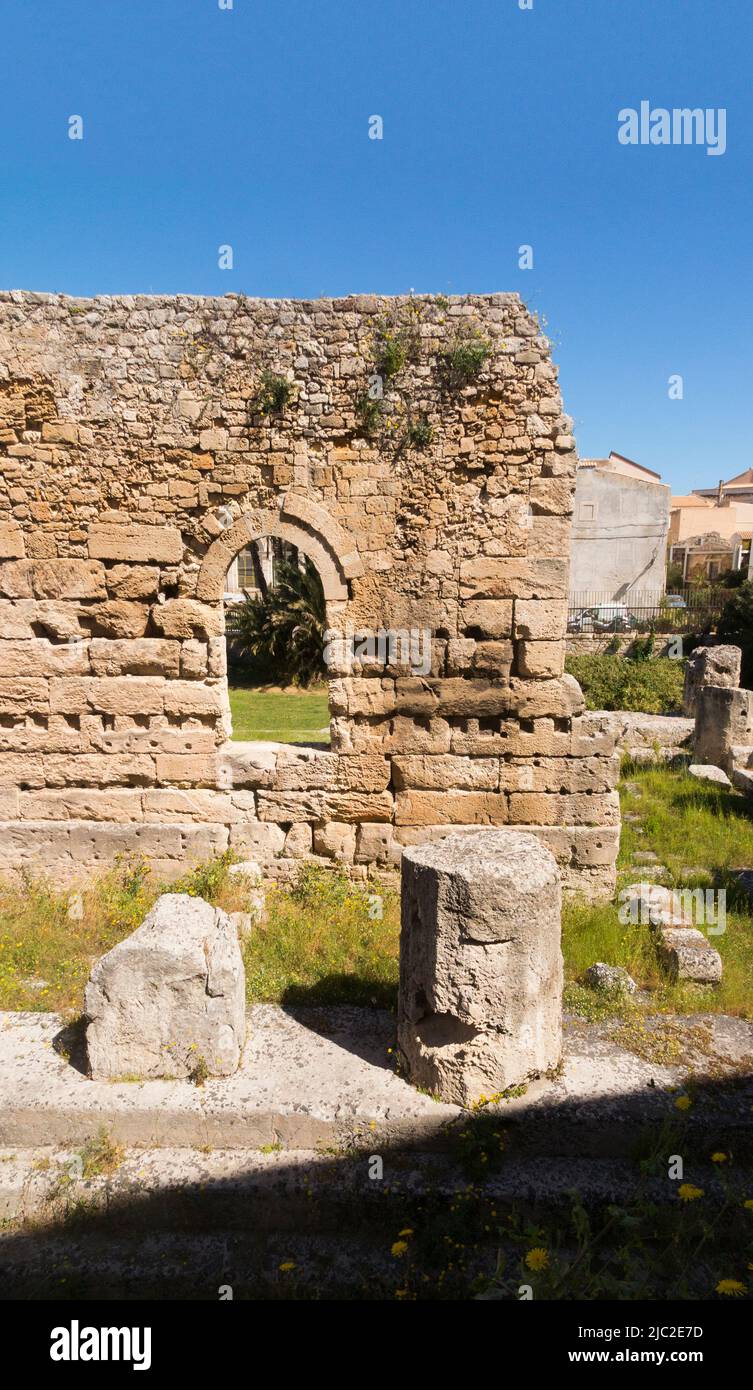 Ruined walls broken Doric columns of the Temple of Apollo / tempio di ...