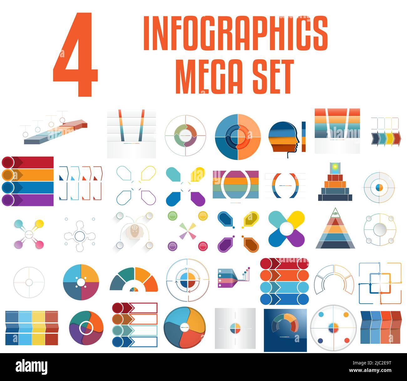 Mega set of infographics.Vector templates 4 positions Stock Vector ...