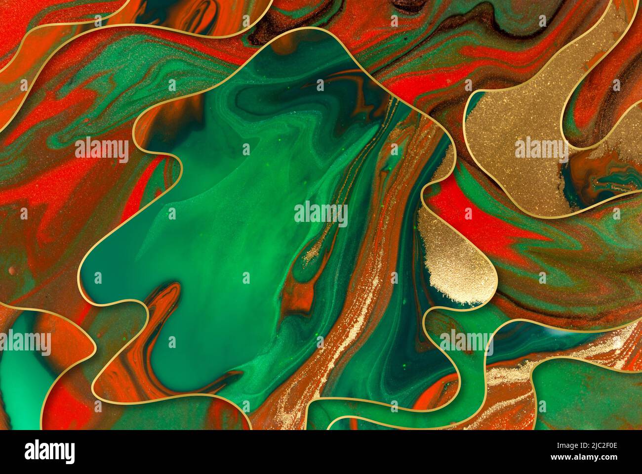 Christmas tree red and green holiday marble abstract background Stock ...