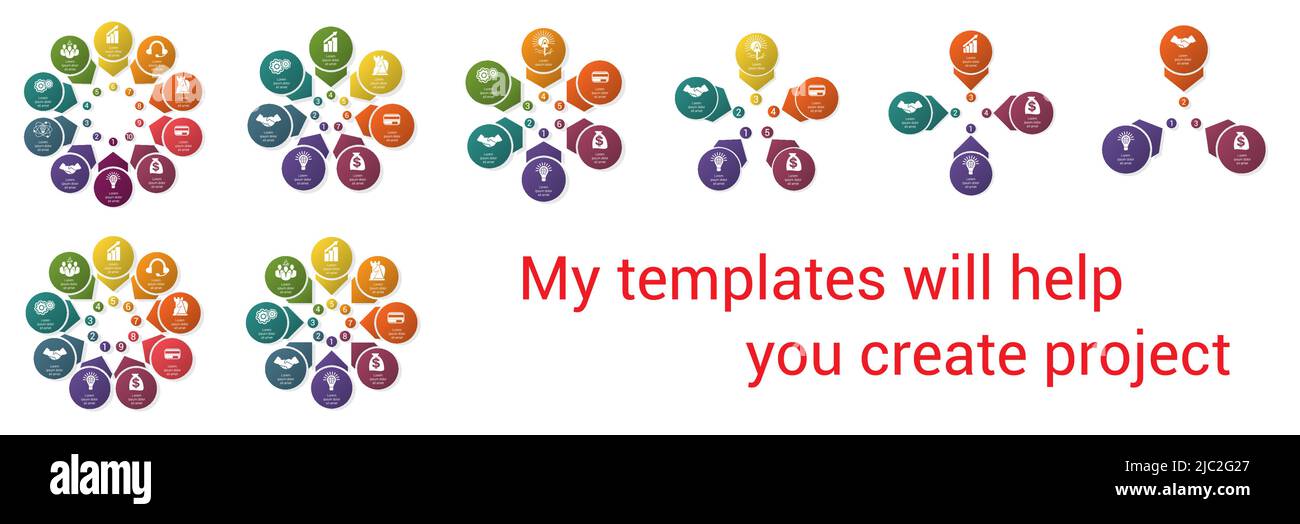 Colored pie chart, infographic template set Stock Vector Image & Art ...