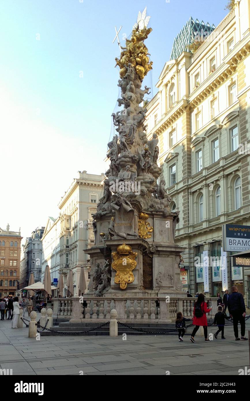 Plague Column, or Trinity Column, inaugurated in 1694, on the Graben ...