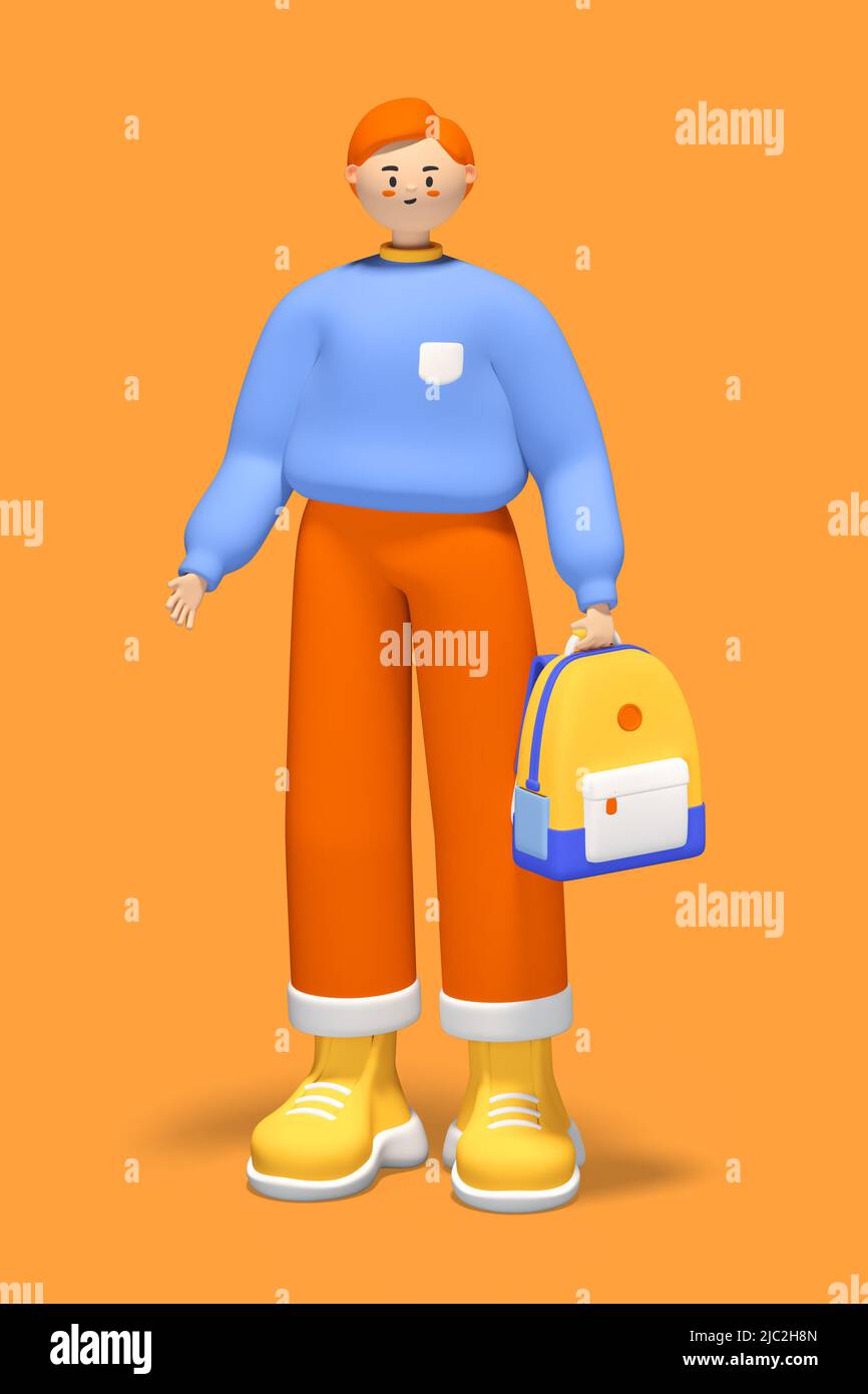 Smart college student - realistic colorful 3d illustration Stock Photo ...