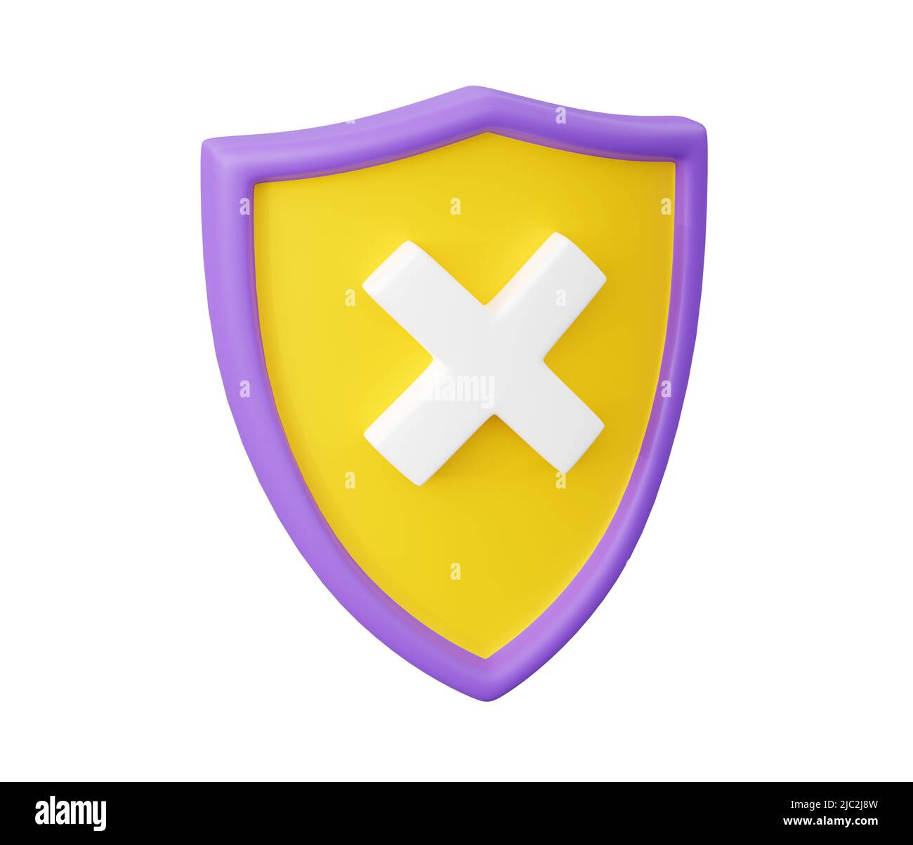 Shield with cross sign 3d render illustration to indicate error or ...