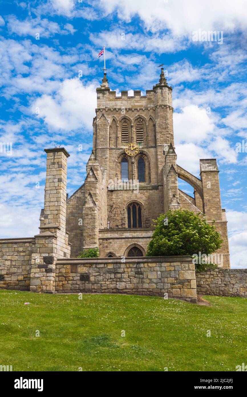 St.Hildas Church at the Headland,Old Hartlepool,England,UK.Vivid blue ...