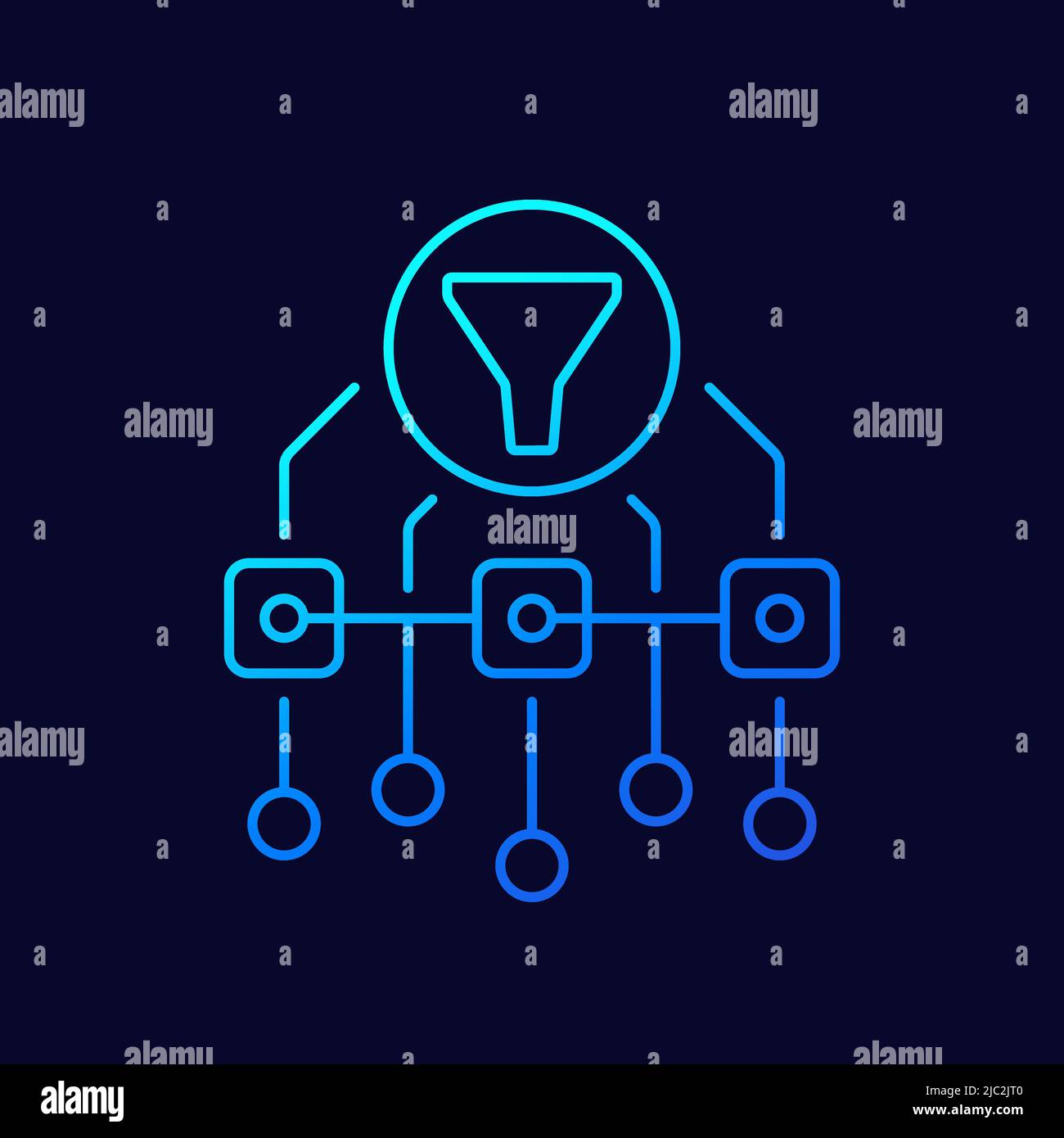 Data filtering line icon with funnel, vector Stock Vector Image & Art ...
