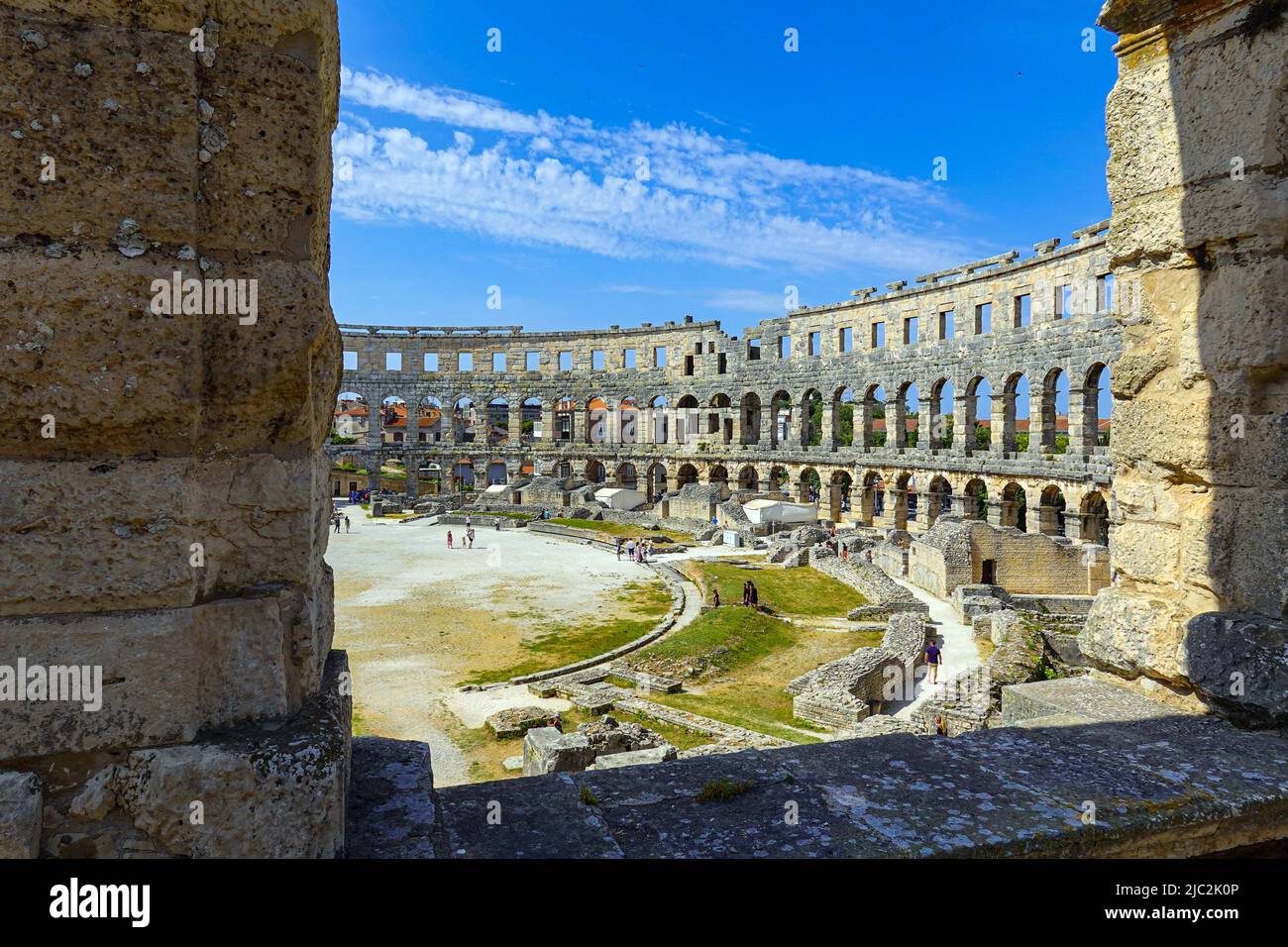 The spectacular Roman Amphitheatre at Pula, Istria, Croatia Stock Photo ...