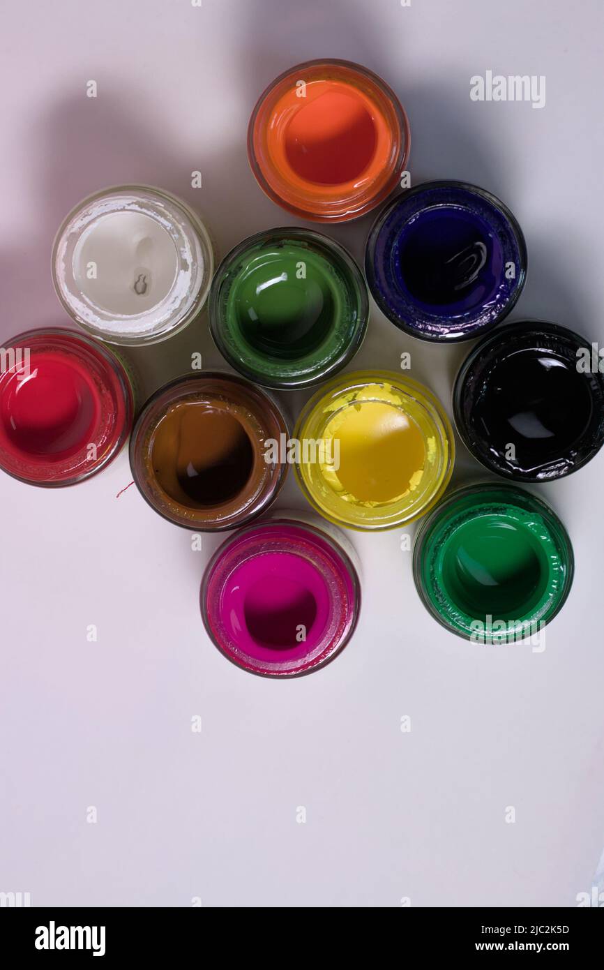 Colorful and vibrant Fabric color bottles Stock Photo - Alamy