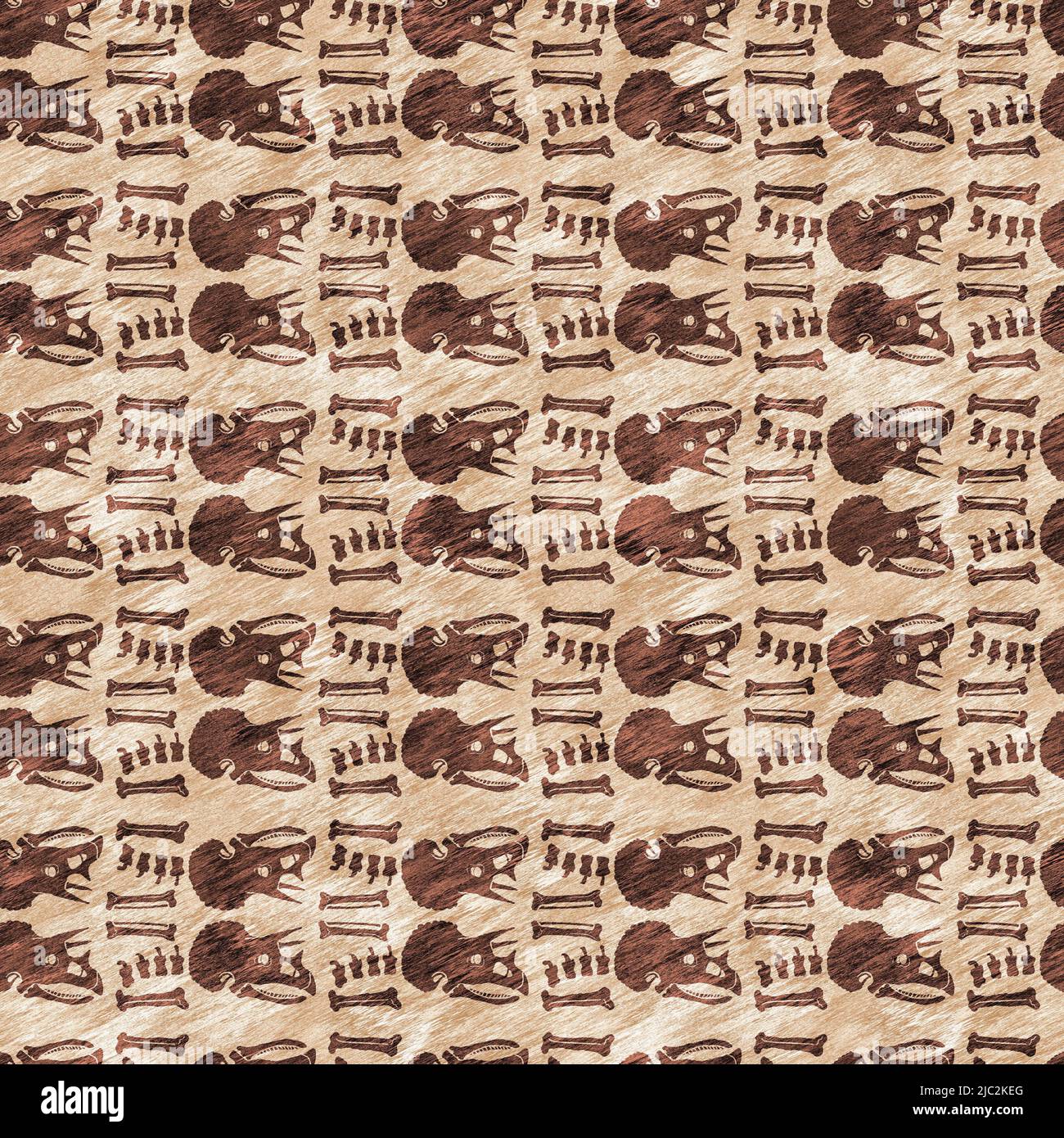 Brown hand drawn triceratops dinosaur seamless pattern. Gender Neutral ...