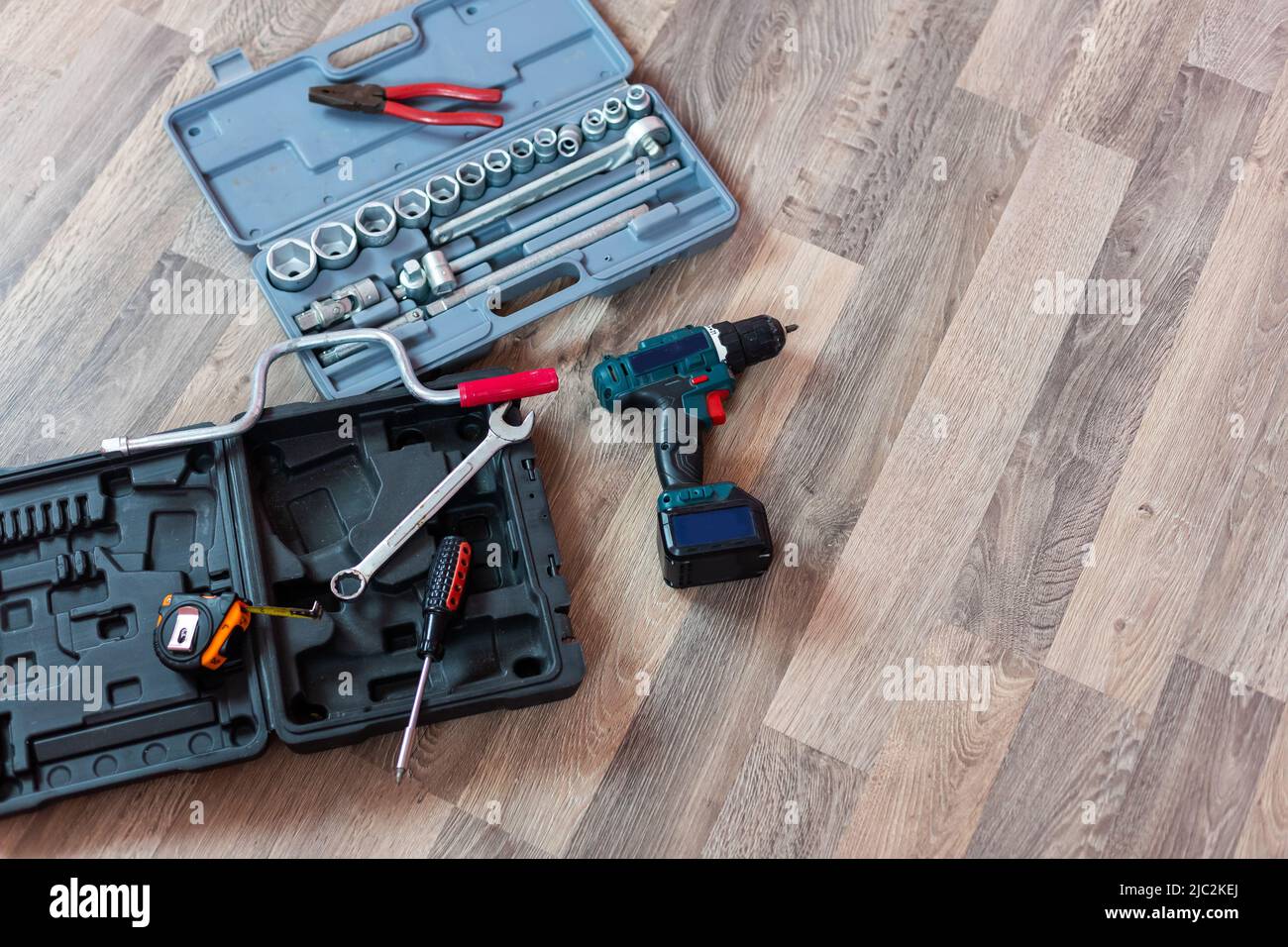 Tool box. Toolset with interior compartments to keep wrenches, ring ...
