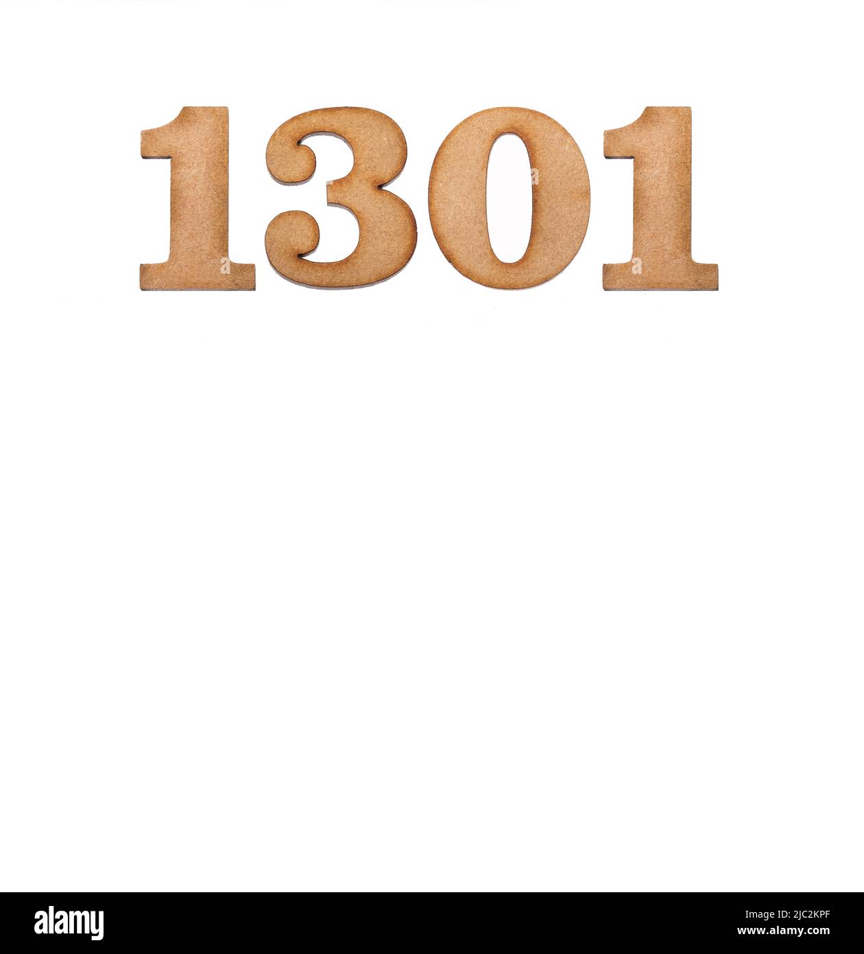 Number 1301 in wood, isolated on white background Stock Photo - Alamy