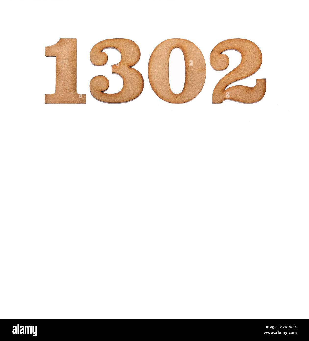 Number 1302 - Piece of wood isolated on white background Stock Photo ...