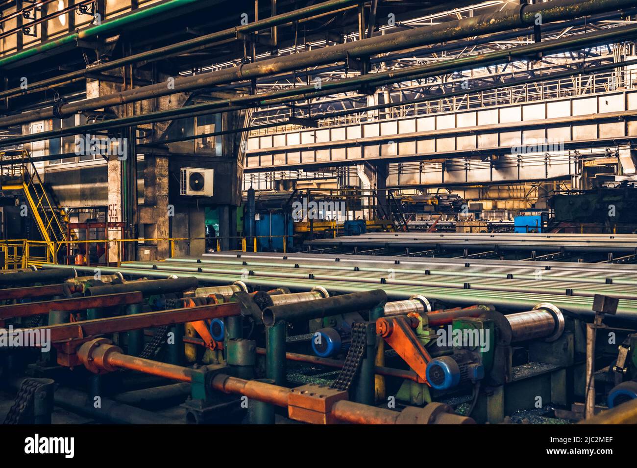 Process of cooling ready steel pipes on Iron and Steel Factory or Pipe ...