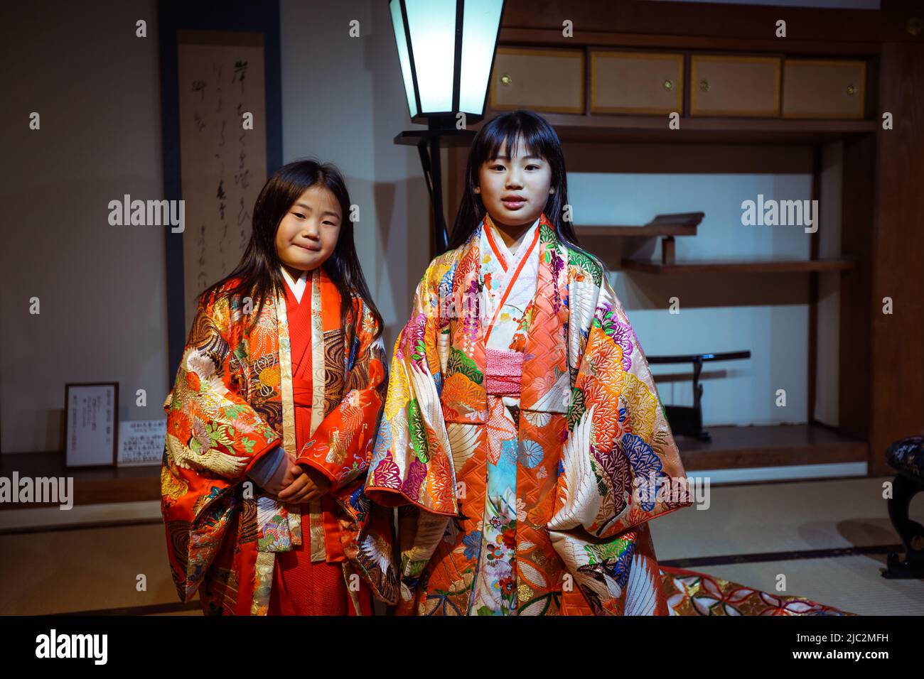 Children dressed into the Beautiful National Kimono in the Japanese ...