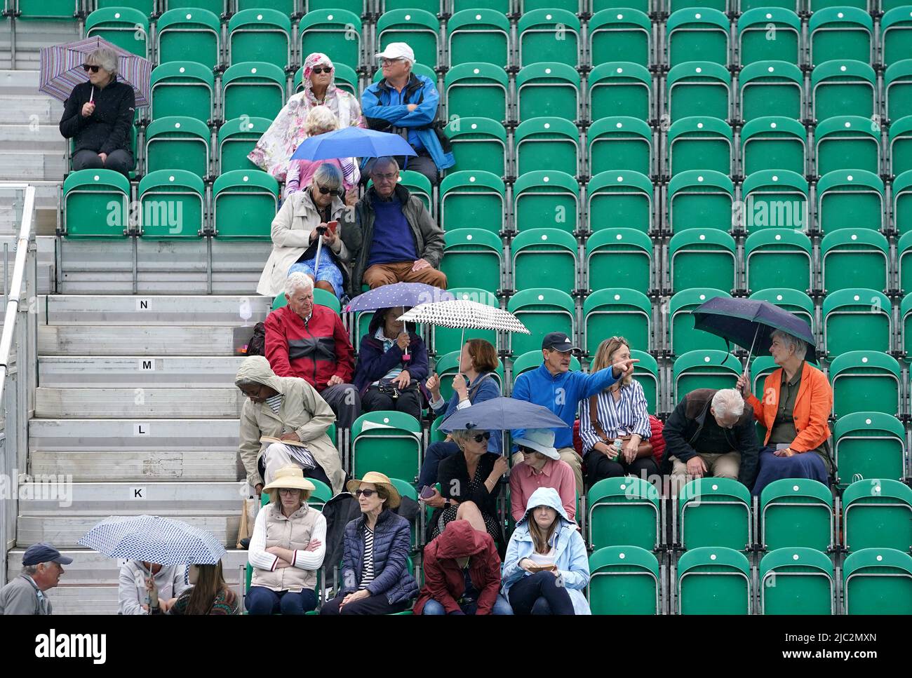 A general view during a rain delay on day six of the Rothesay Open 2022 ...