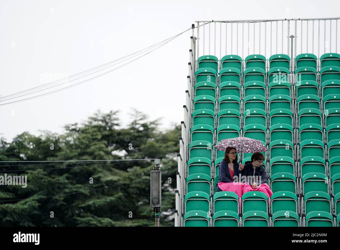 A general view during a rain delay on day six of the Rothesay Open 2022 ...