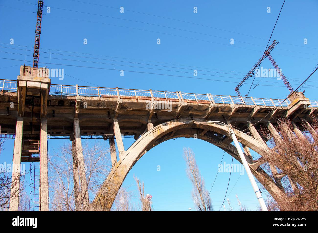 Structural elements of the old, built in the USSR, railway bridge ...