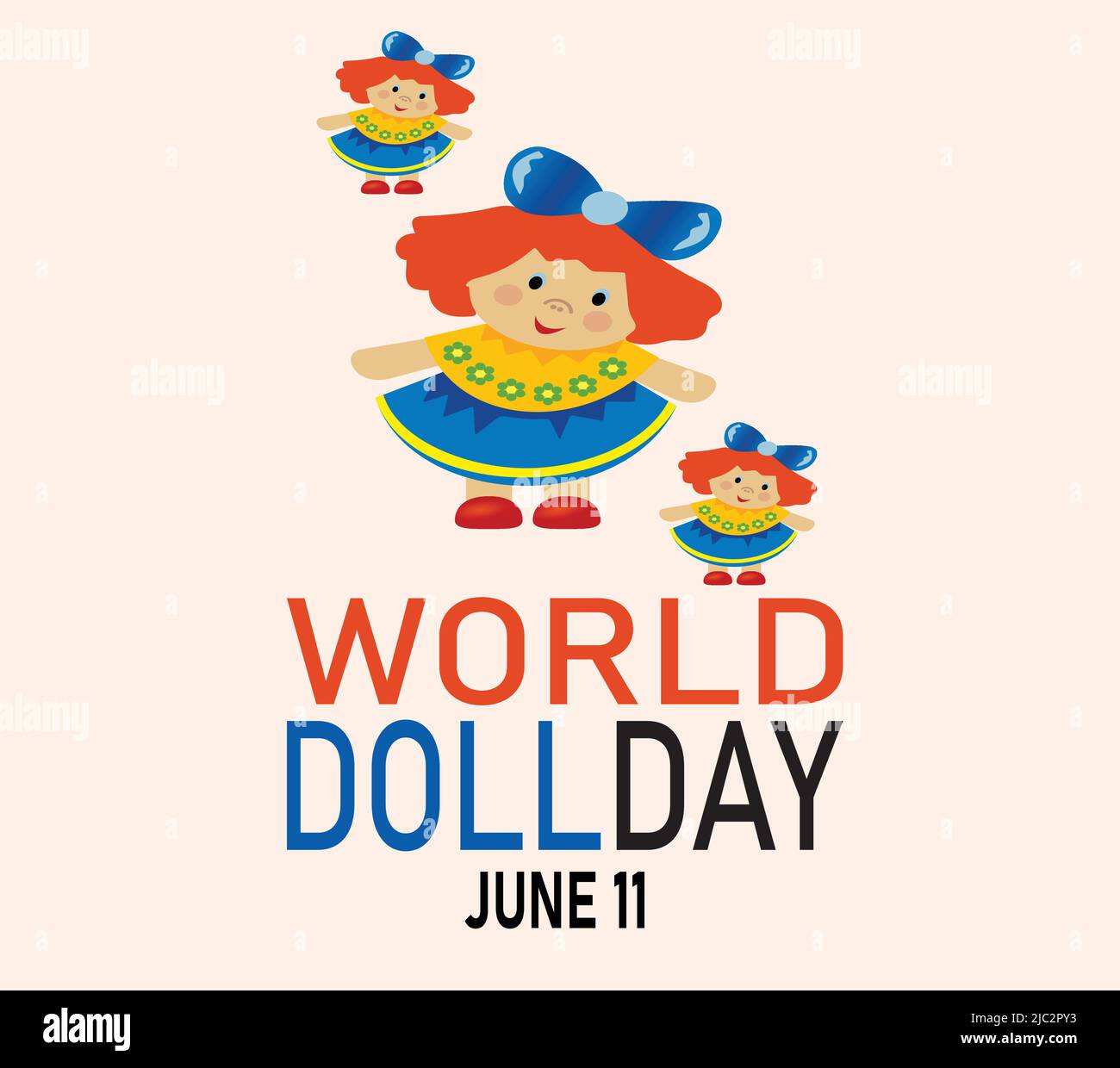 World Doll Day on June 11 isolated on white background vector ...