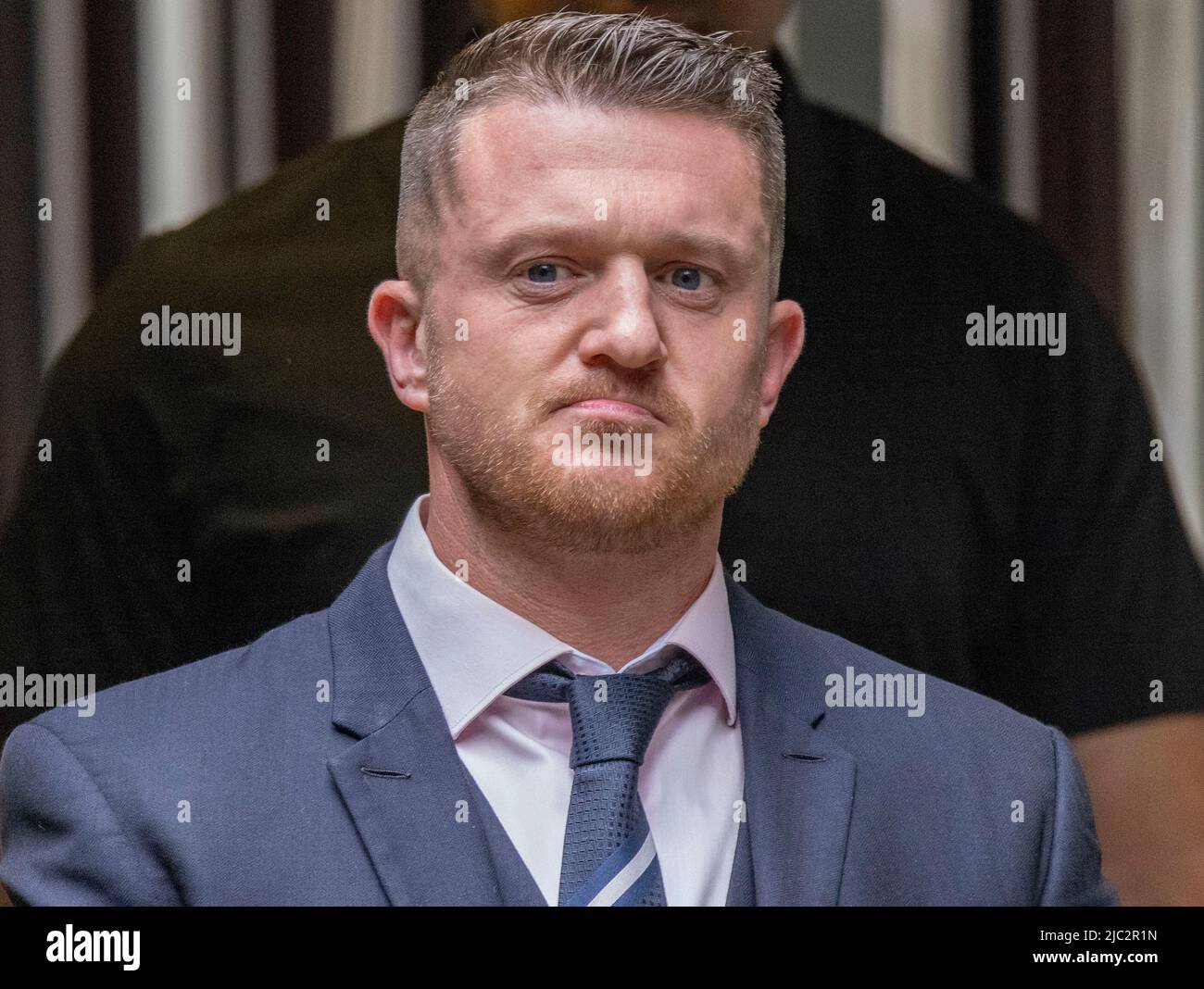 pic shows: Tommy Robinson at the High Court today Leaving 9.6.22 ...