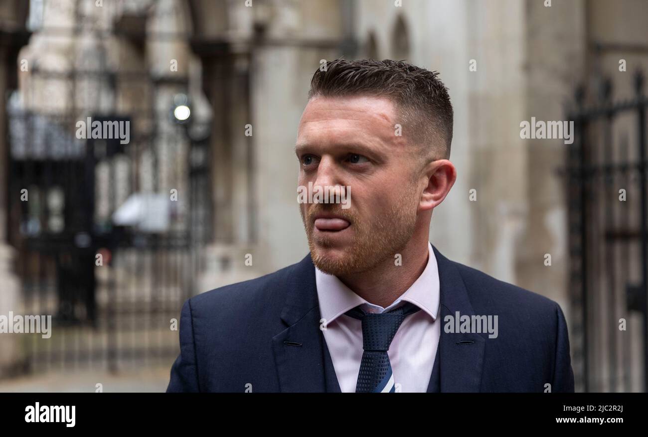 pic shows: Tommy Robinson at the High Court today Leaving 9.6.22 ...