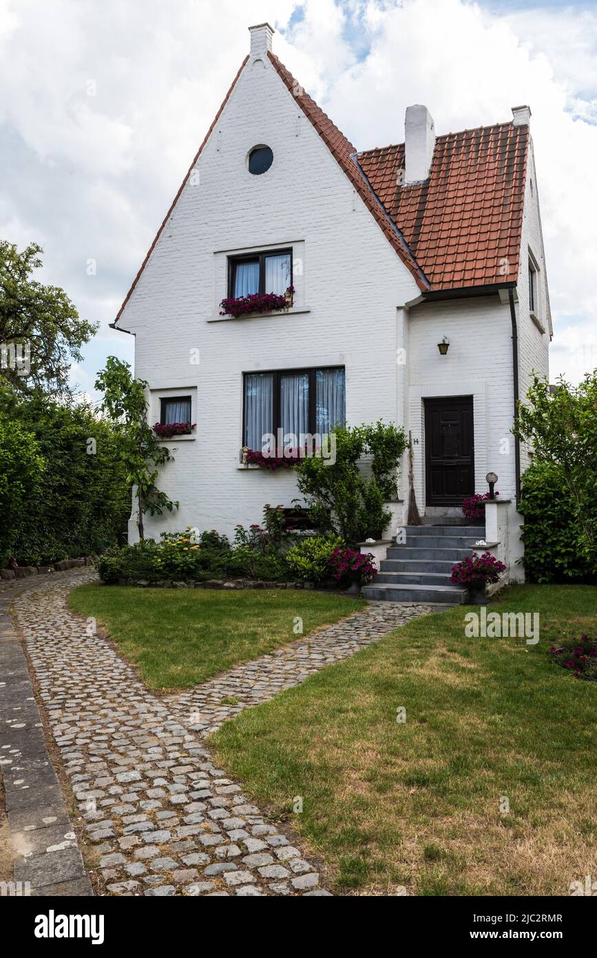 Ghent, Flanders, Belgium - 06 13 2020 Cottage style country house and ...