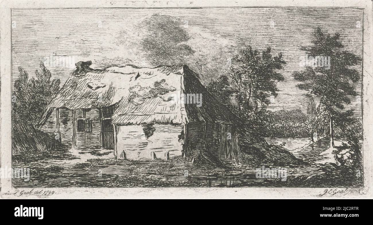 Dilapidated Farmhouse, print maker: Jacobus Cornelis Gaal, (mentioned ...