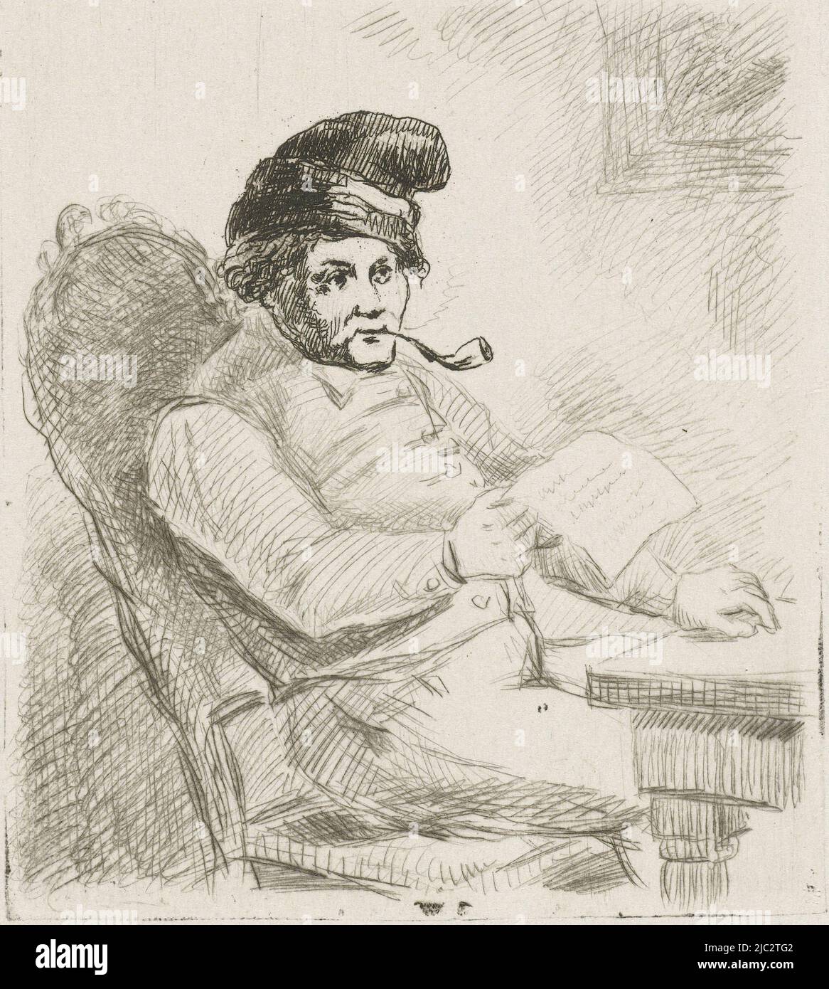 Man smoking pipe reading newspaper hi-res stock photography and images ...