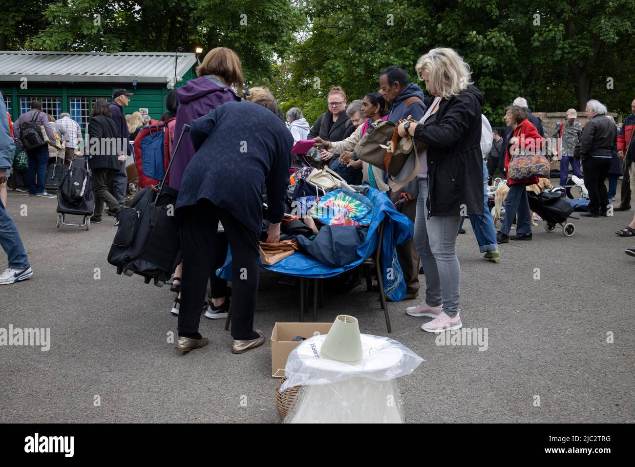 Jumble Sale, people searching through unwanted donated items and ...