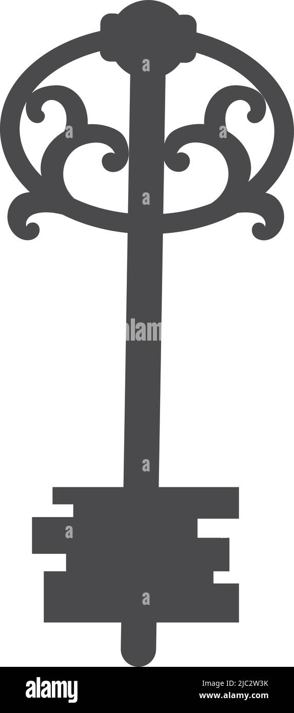 Skeleton key icon. Black retro house symbol isolated on white ...