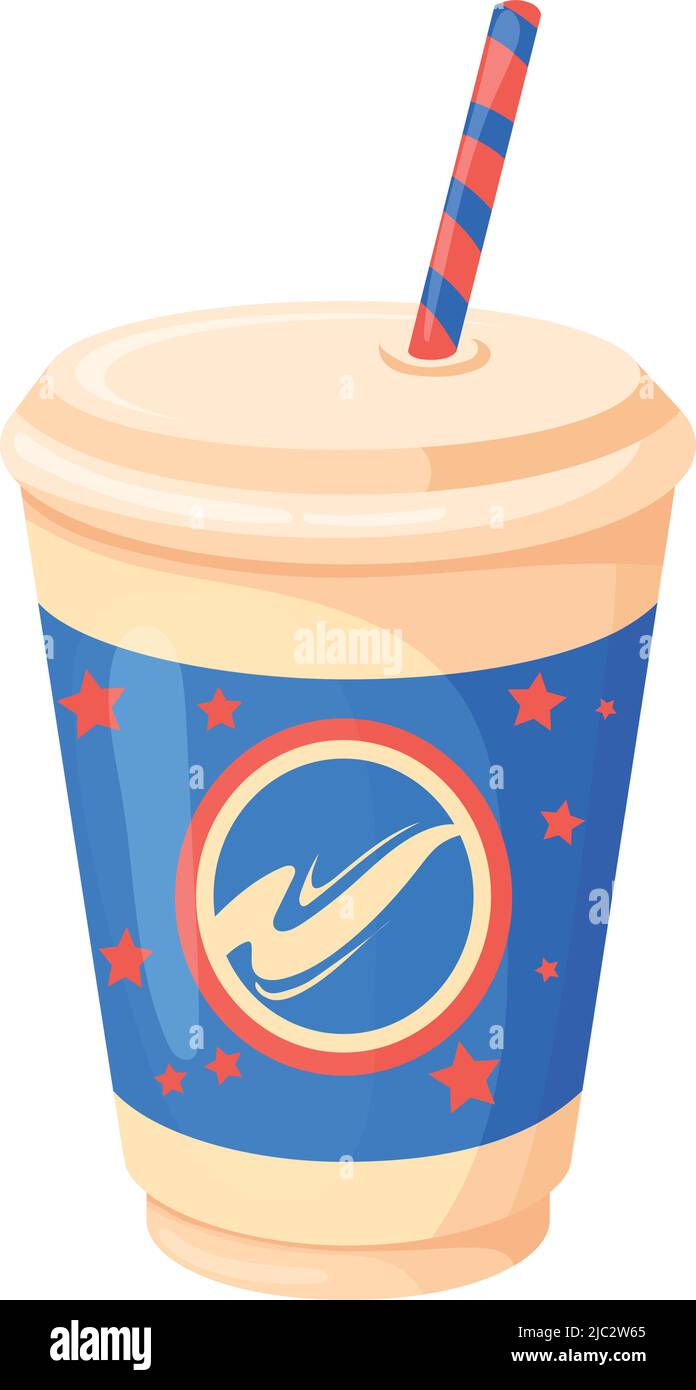 Plastic cup with straw. Fast food drink cartoon icon isolated on white ...