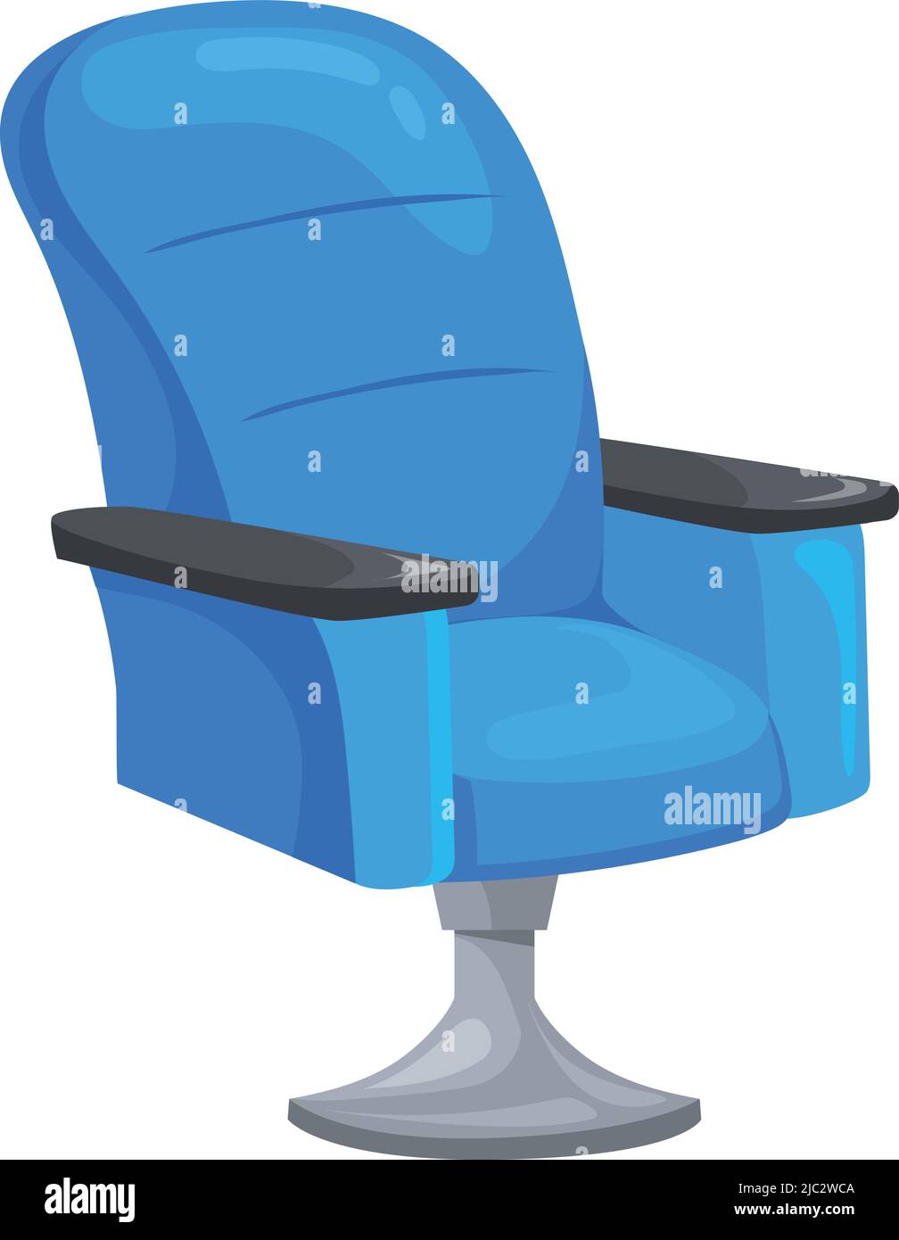 Cinema chair icon. Soft blue cartoon seat isolated on white background ...